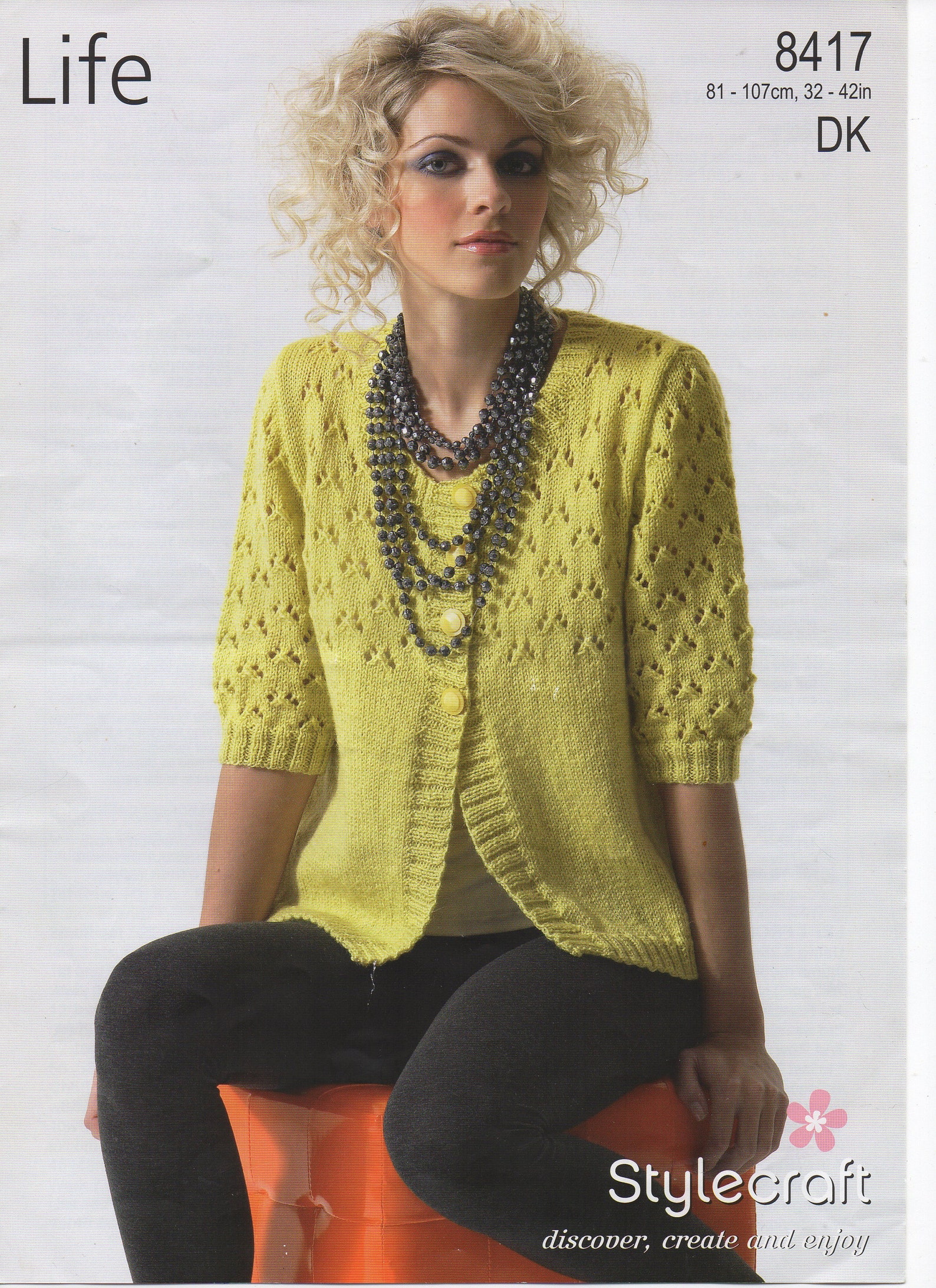 KNITTING PATTERN Ladies Short Sleeved Cardigan Stylecraft Life DK ...