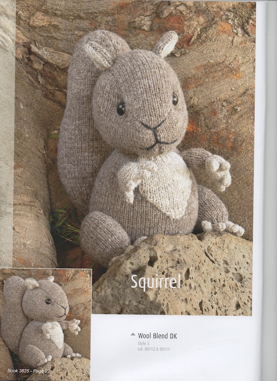 Animal Toy Knitting Pattern Cute Squirrel Patons Wool Blend | Etsy