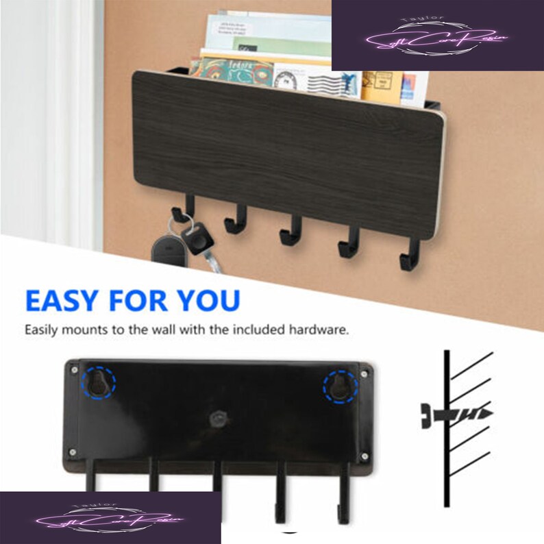 Wooden Door Hanger Wall Mount Hooks Key Holder Rack Organizer - Etsy