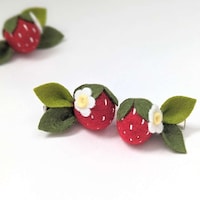 Handmade Strawberry Hair Pins, Cute Fruit Hair Clips, Red Shrink ...