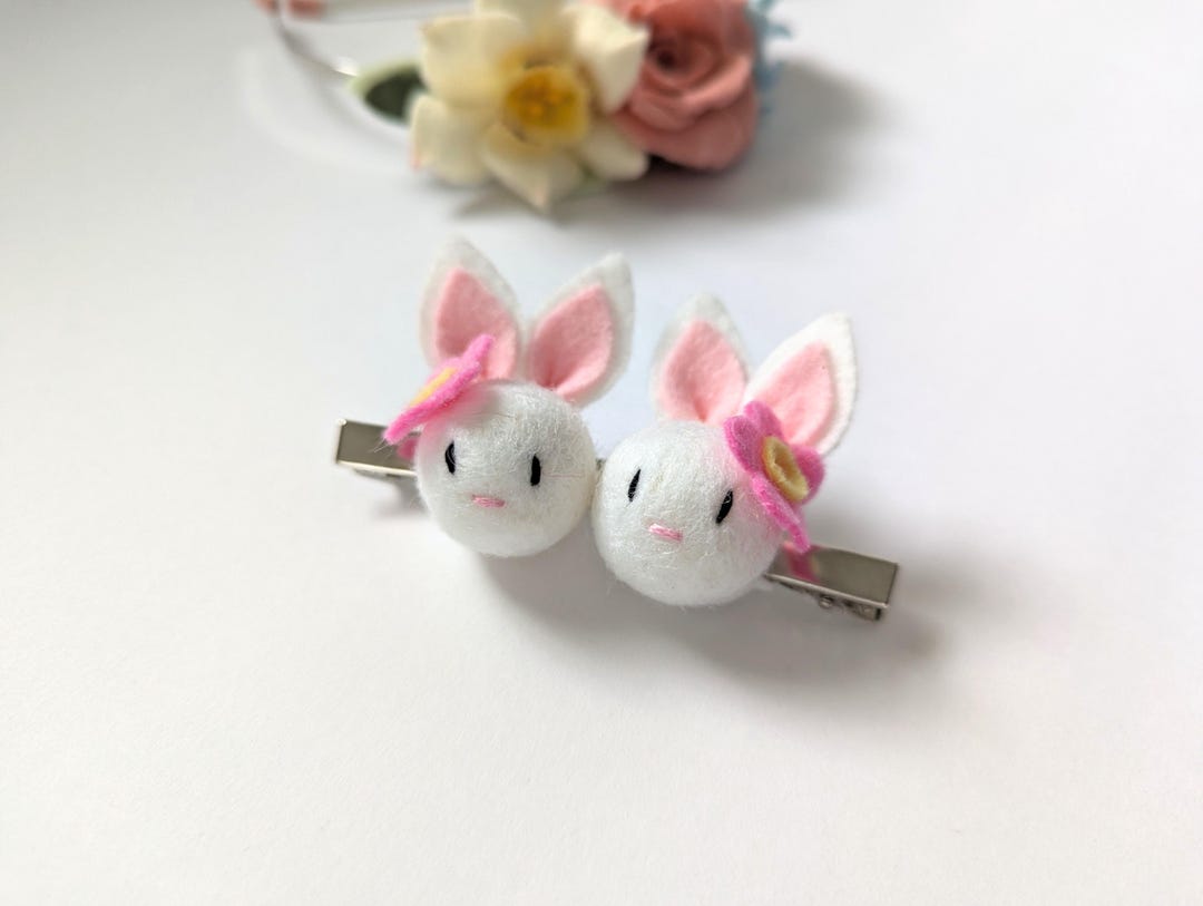 Felt Bunny Toddler Girl Hair Clip SET , Bunny Hair Clip SET, Rabbit ...