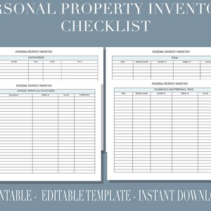 Editable Personal Property Inventory Tracker Instant Download Editable ...
