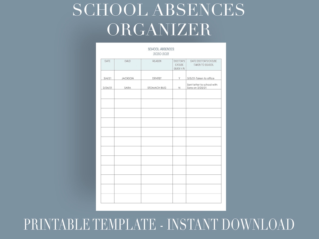 Student Planner Printable-absences Tracker-student Organizer- Student ...