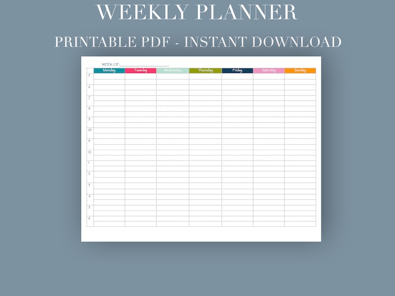 EDITABLE- Weekly Planner - Weekly Schedule -hourly Schedule - Printable ...
