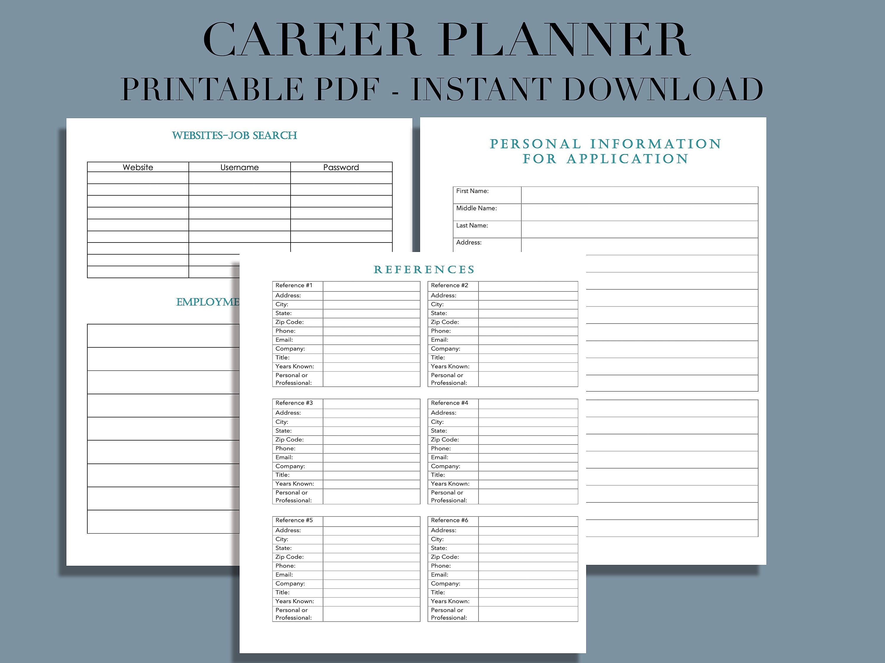 Editable Career Planner - Job Application - Job Search Planner ...