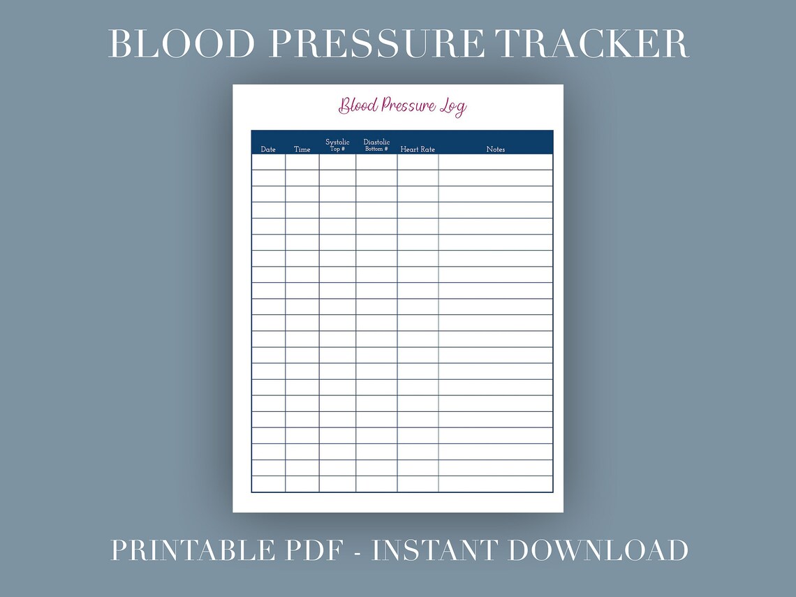 Blood Pressure Tacker - Heart Tracker - Medical Planner- Printable ...