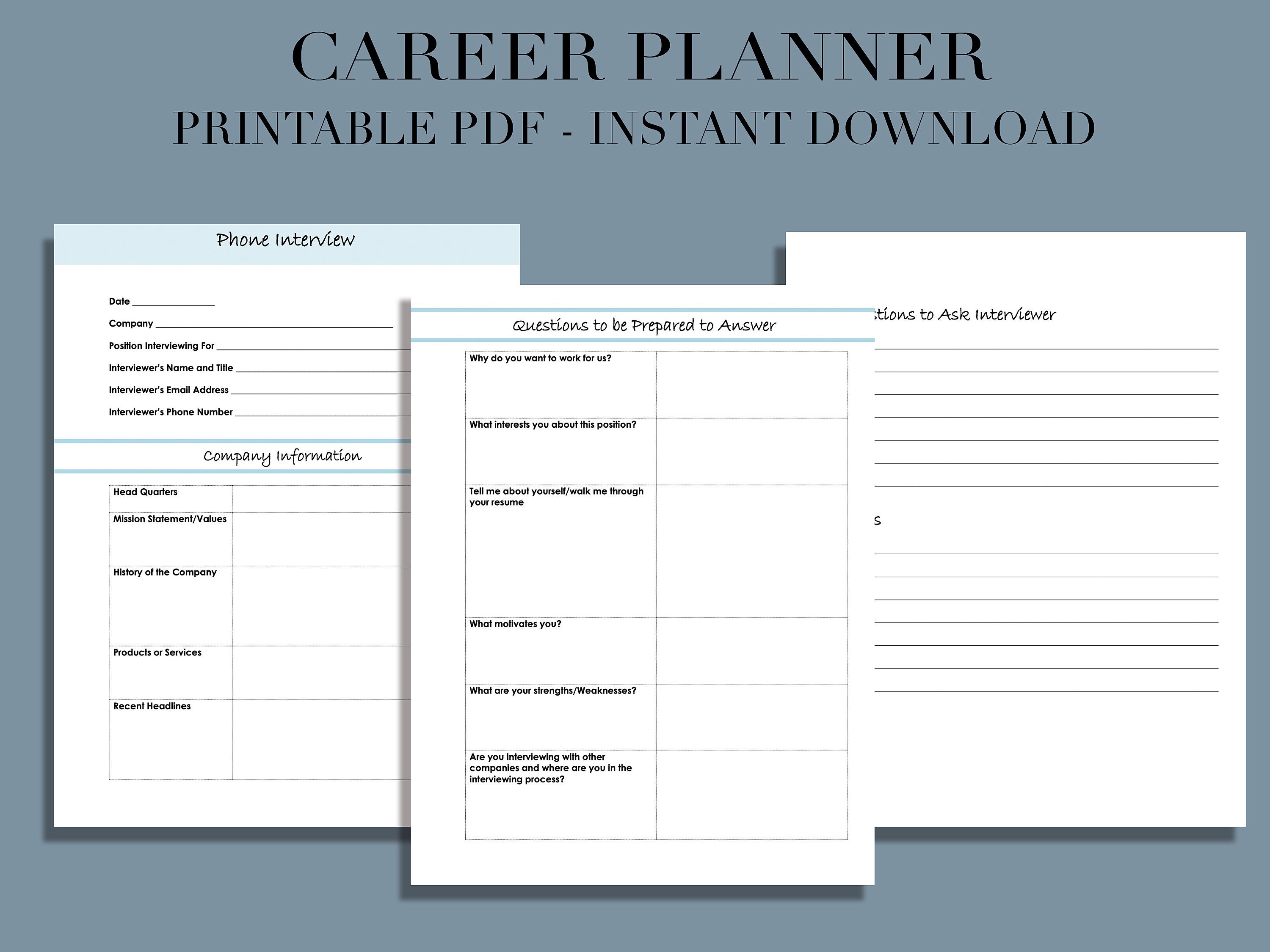 Editable Career Planner - Job Application - Job Search Planner ...
