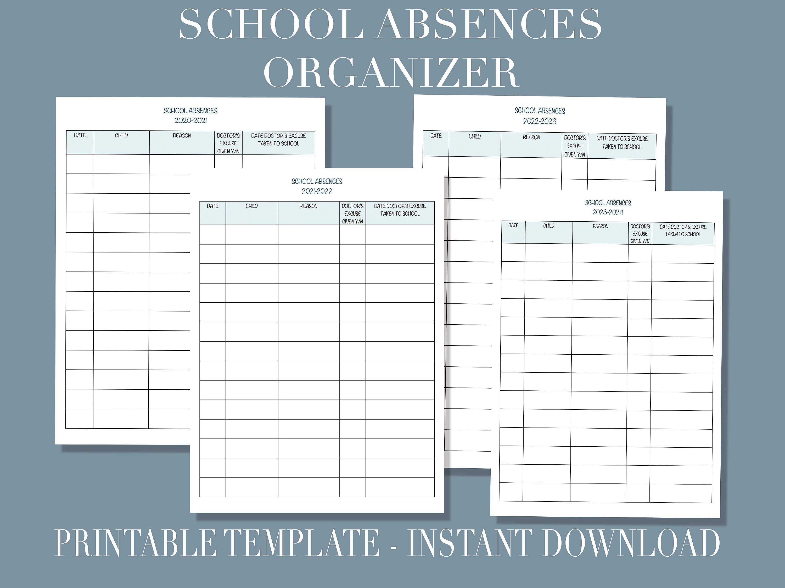 Student Planner Printable-absences Tracker-student Organizer- Student ...