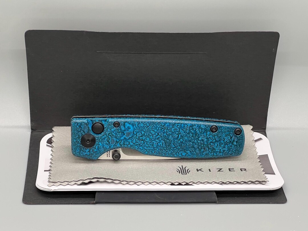 Custom Shipwreck Patina Kizer Original Copper 154CM Button Lock Folding ...