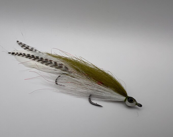 Streamer: Articulated Double Deceiver Olive Over White - Etsy