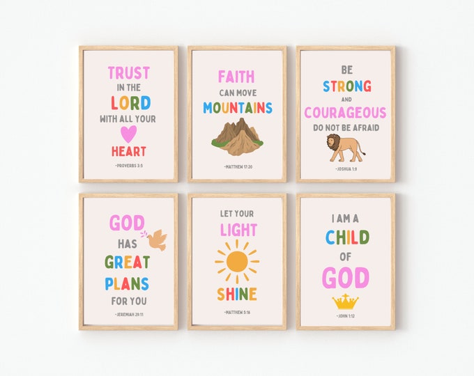 10 Children’s Bible Verse Posters - Watercolor Scripture - Sunday ...