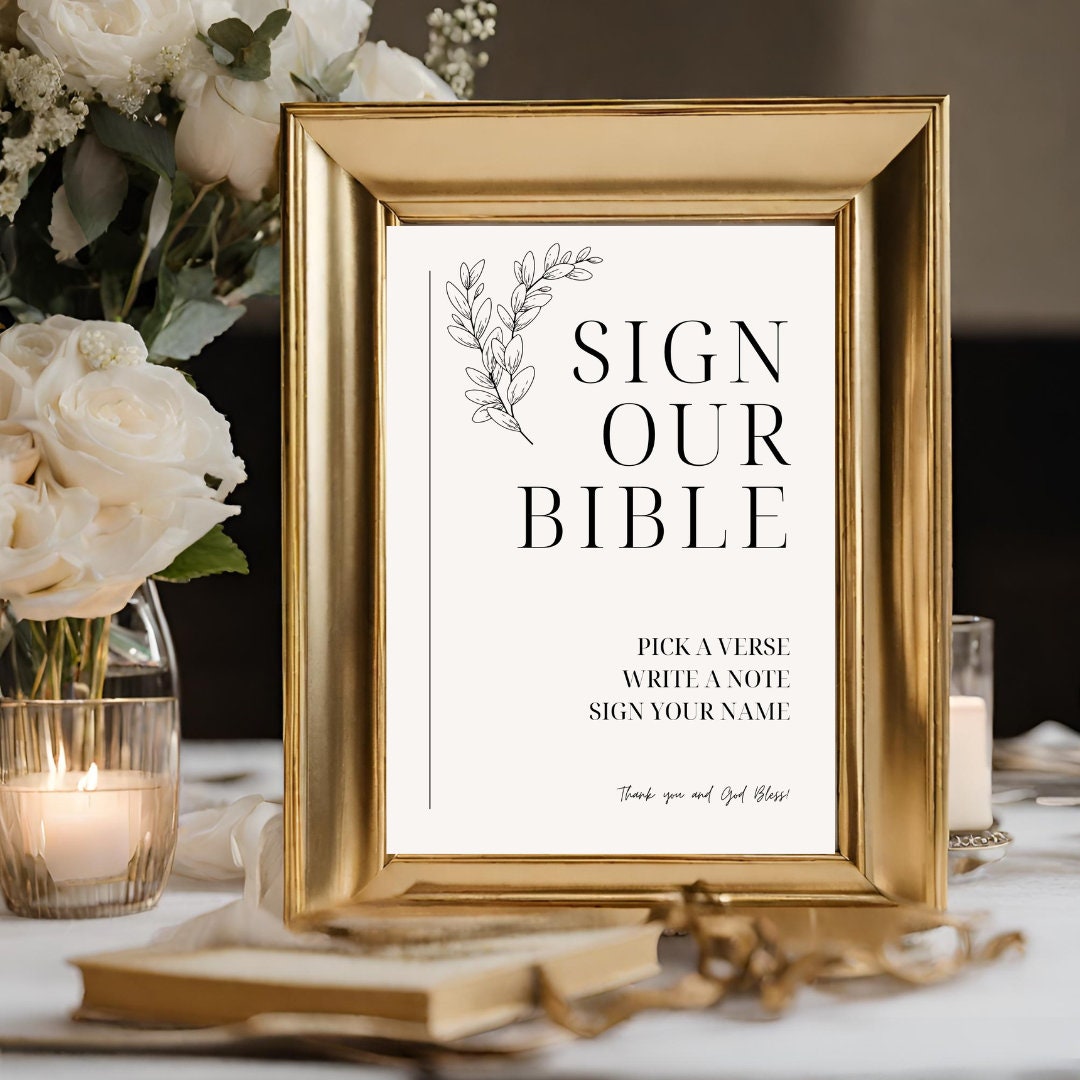 Sign Our Bible, Wedding Signs, Wedding Decor Sign, Wedding Printables ...
