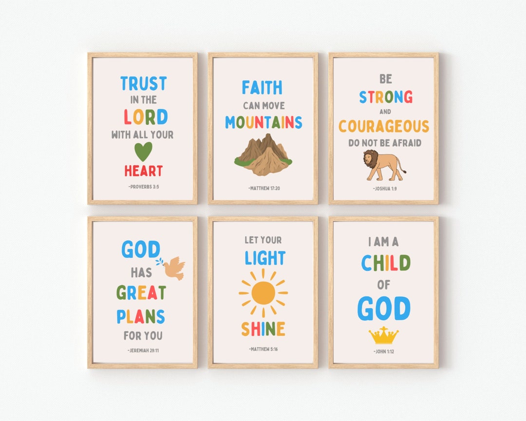 Kids Bible Verse, Wall Art, Scripture Posters, Homeschool, Church ...