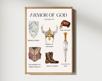 Armor of God Kids Scripture Poster Church Sunday School Decor ...