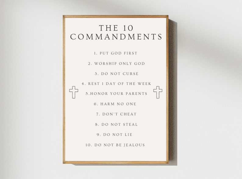 The Ten Commandments Poster Church Sunday School Kids Decor Homeschool Christian Catholic ...