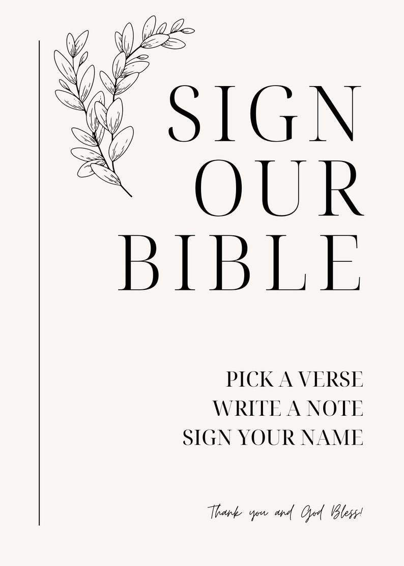 Sign Our Bible, Wedding Signs, Wedding Decor Sign, Wedding Printables ...
