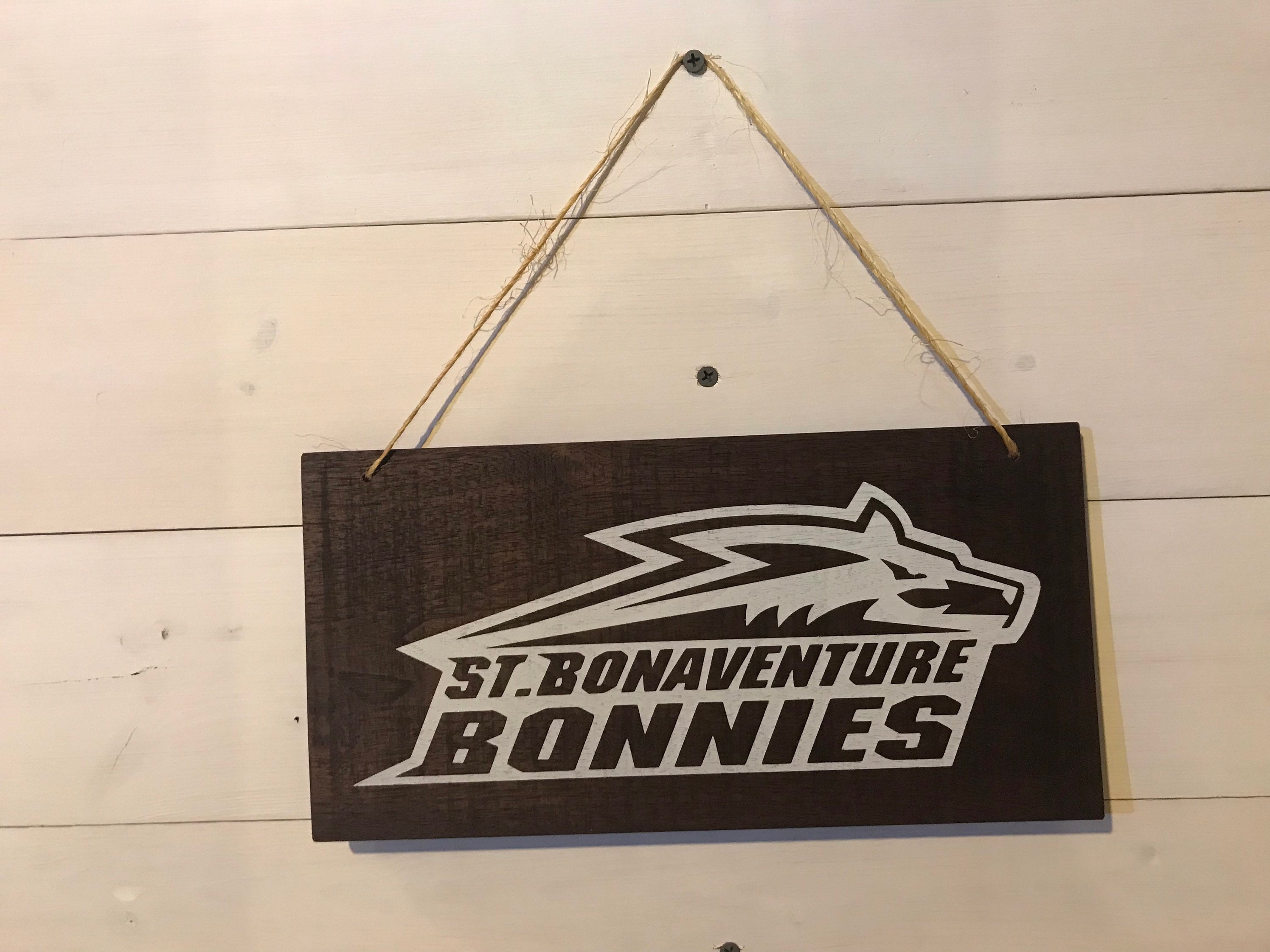 St Bonaventure Bonnies 12" Hanging Wood Sign HOME Once a Bonnie Always ...