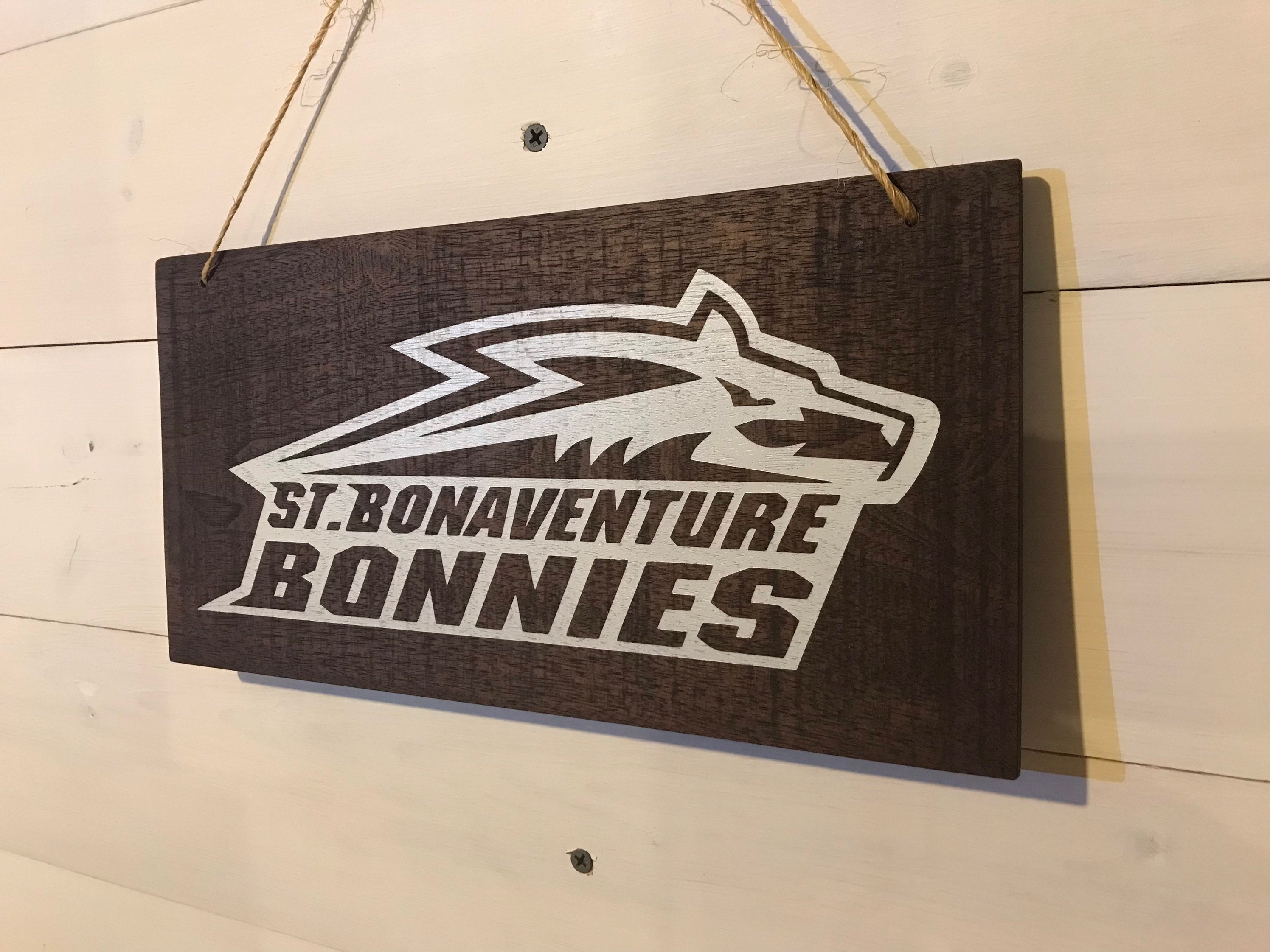 St Bonaventure Bonnies 12 Hanging Wood Sign HOME Once a Bonnie Always a ...