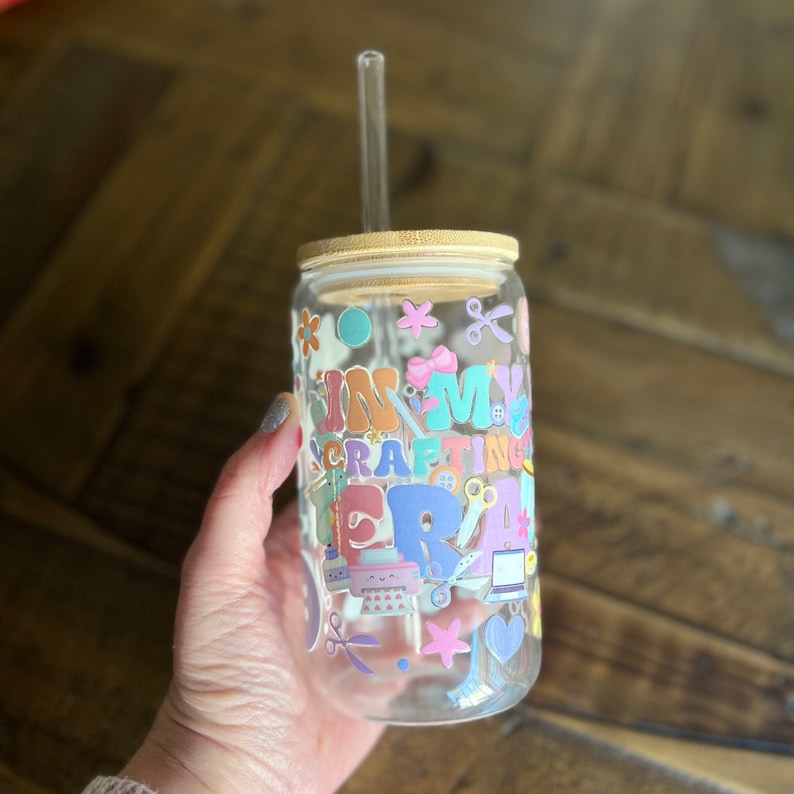 In My Crafting Era Glass Can, Iced Coffee Glass Can, 16oz Glass Can ...