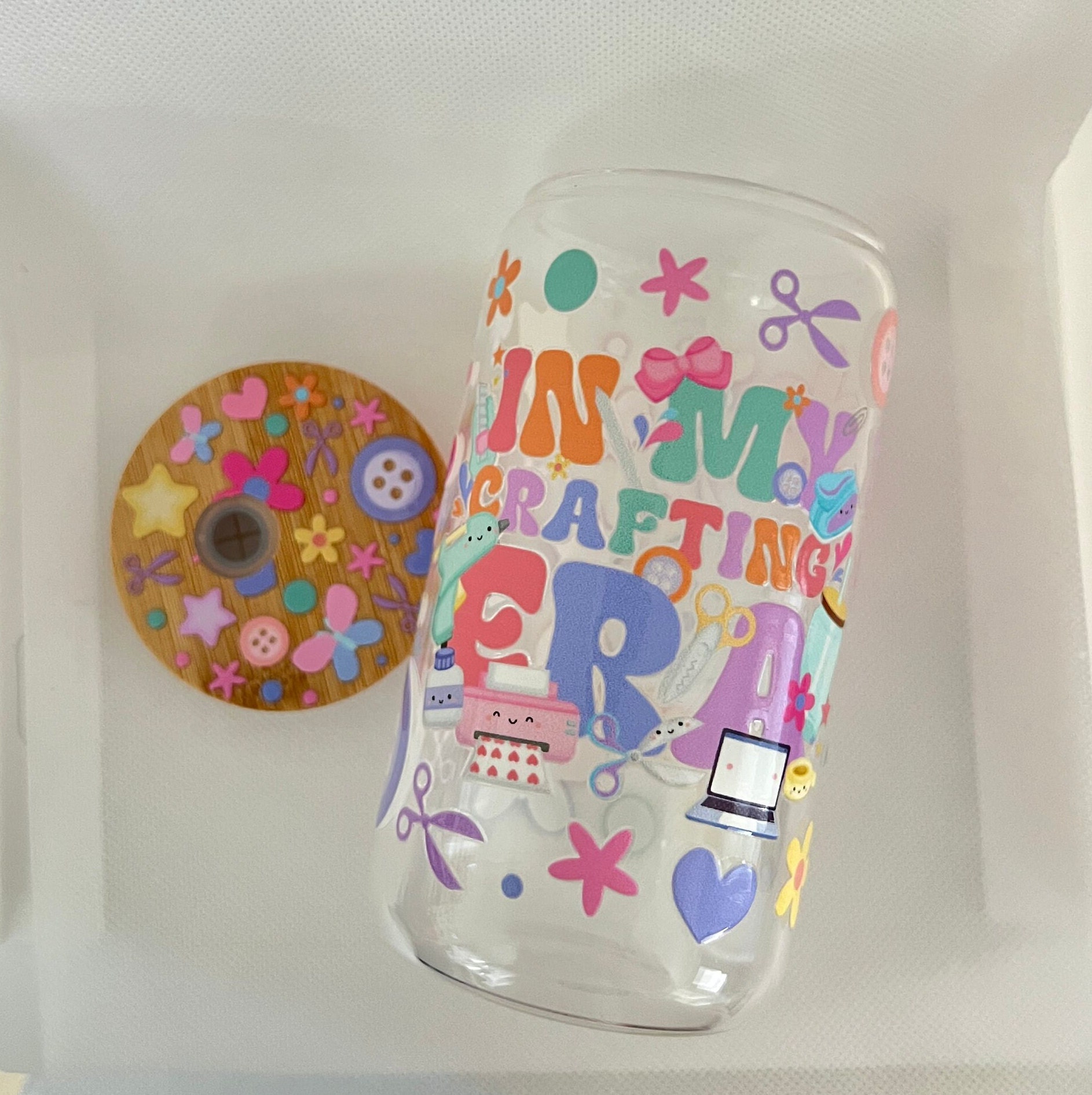 In My Crafting Era Glass Can, Iced Coffee Glass Can, 16oz Glass Can ...