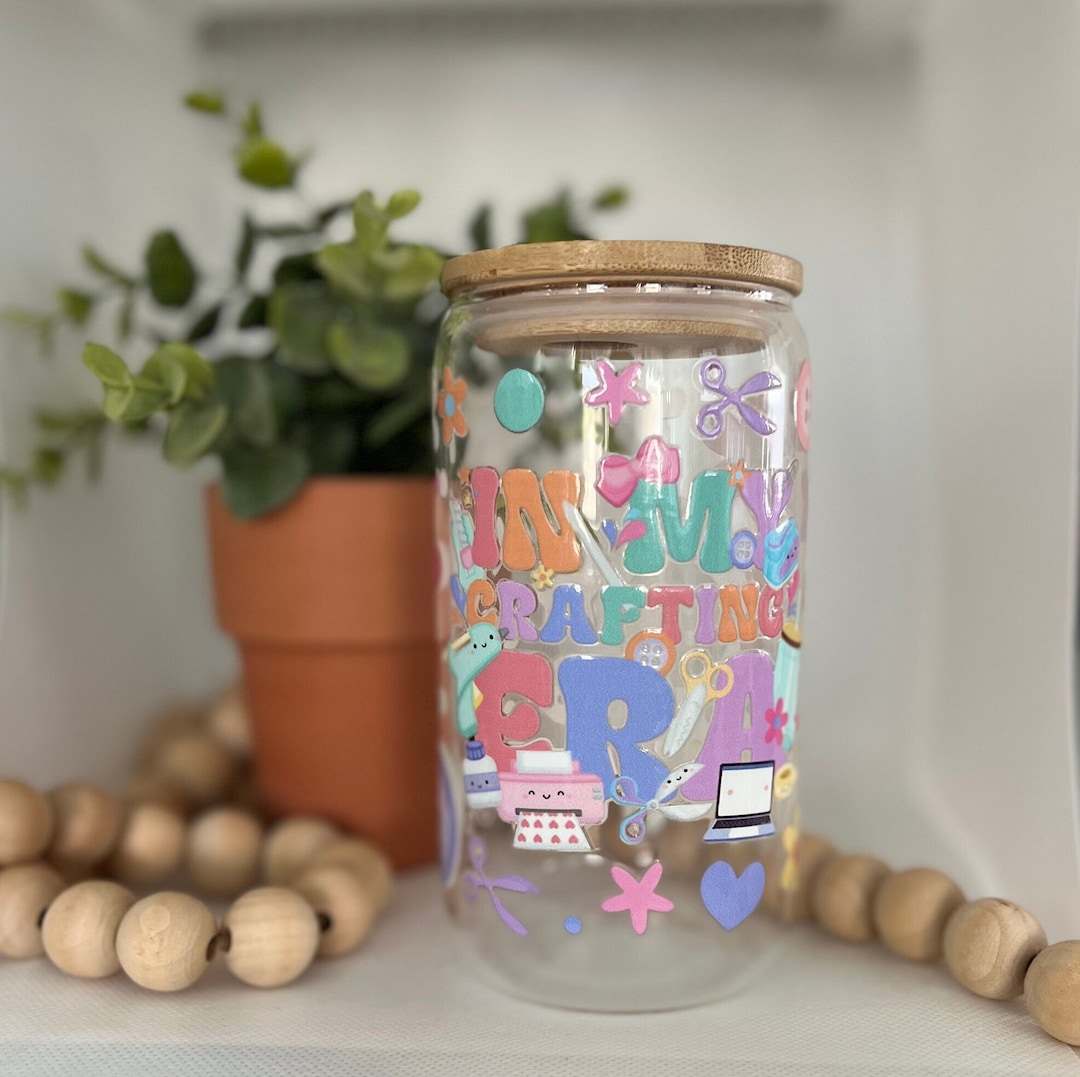 In My Crafting Era Glass Can, Iced Coffee Glass Can, 16oz Glass Can ...
