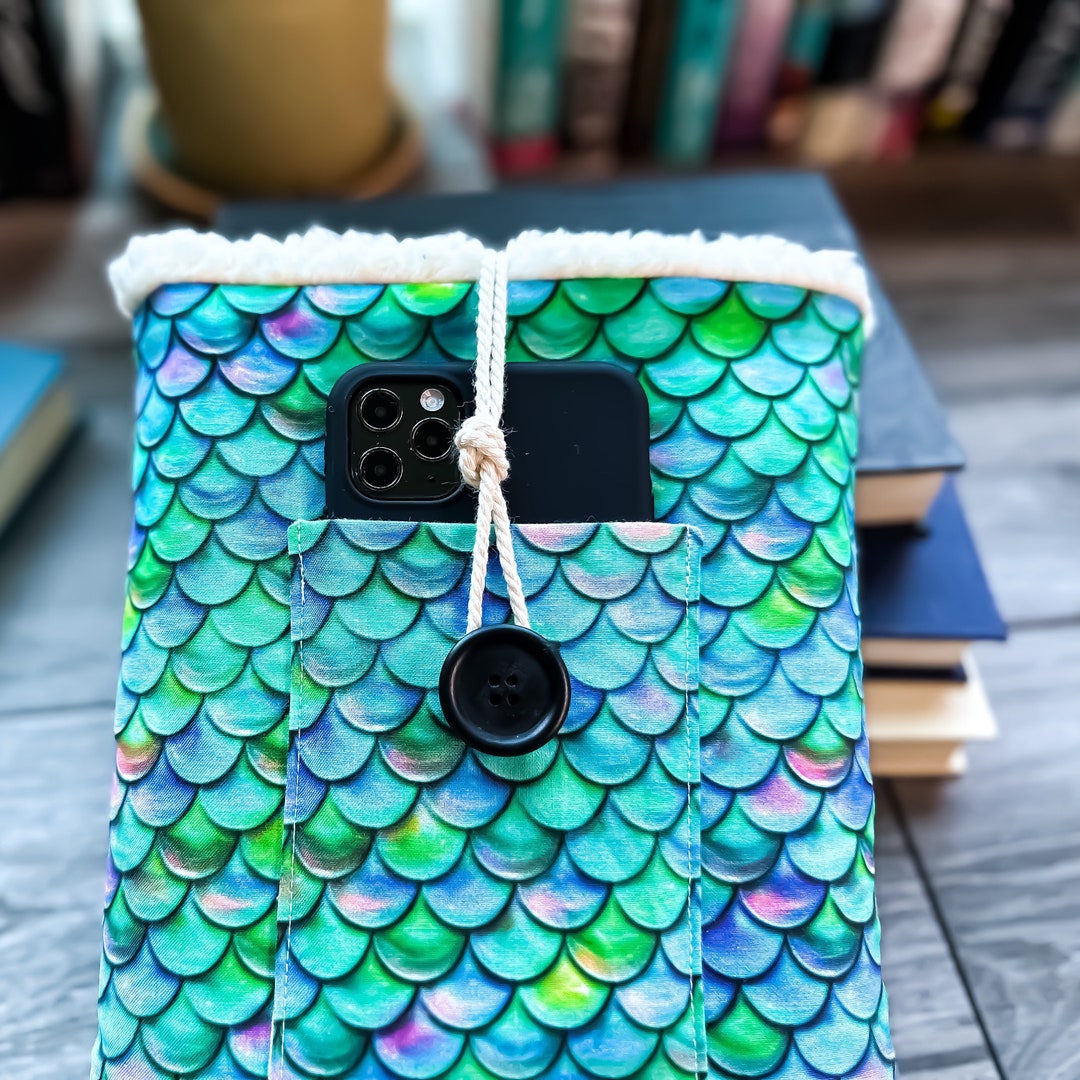 Aquamarine Mermaid Scales Dragon Scales Book Sleeve With Pocket Button ...