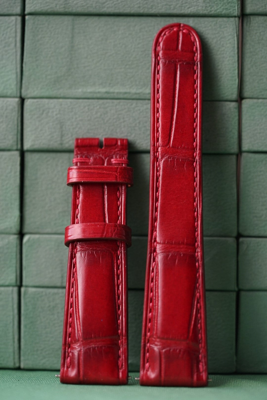 Alligator Bright Red Leather Watch Strap - Handmade Leather Watch ...