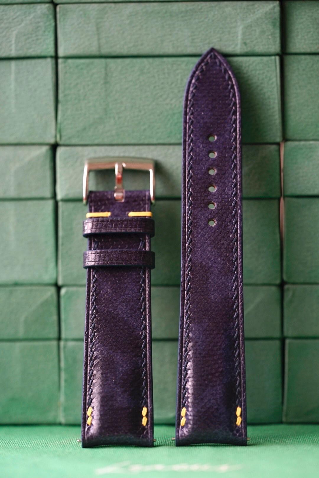 Handmade Navy Blue Sea Snake Leather Curved Watch Strap by Leacus - Etsy
