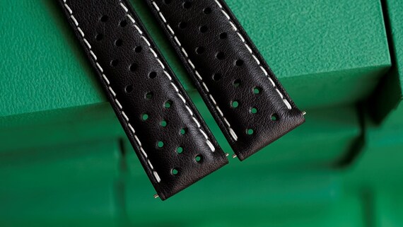 Swift Rally Black Leather Watch Strap - Etsy