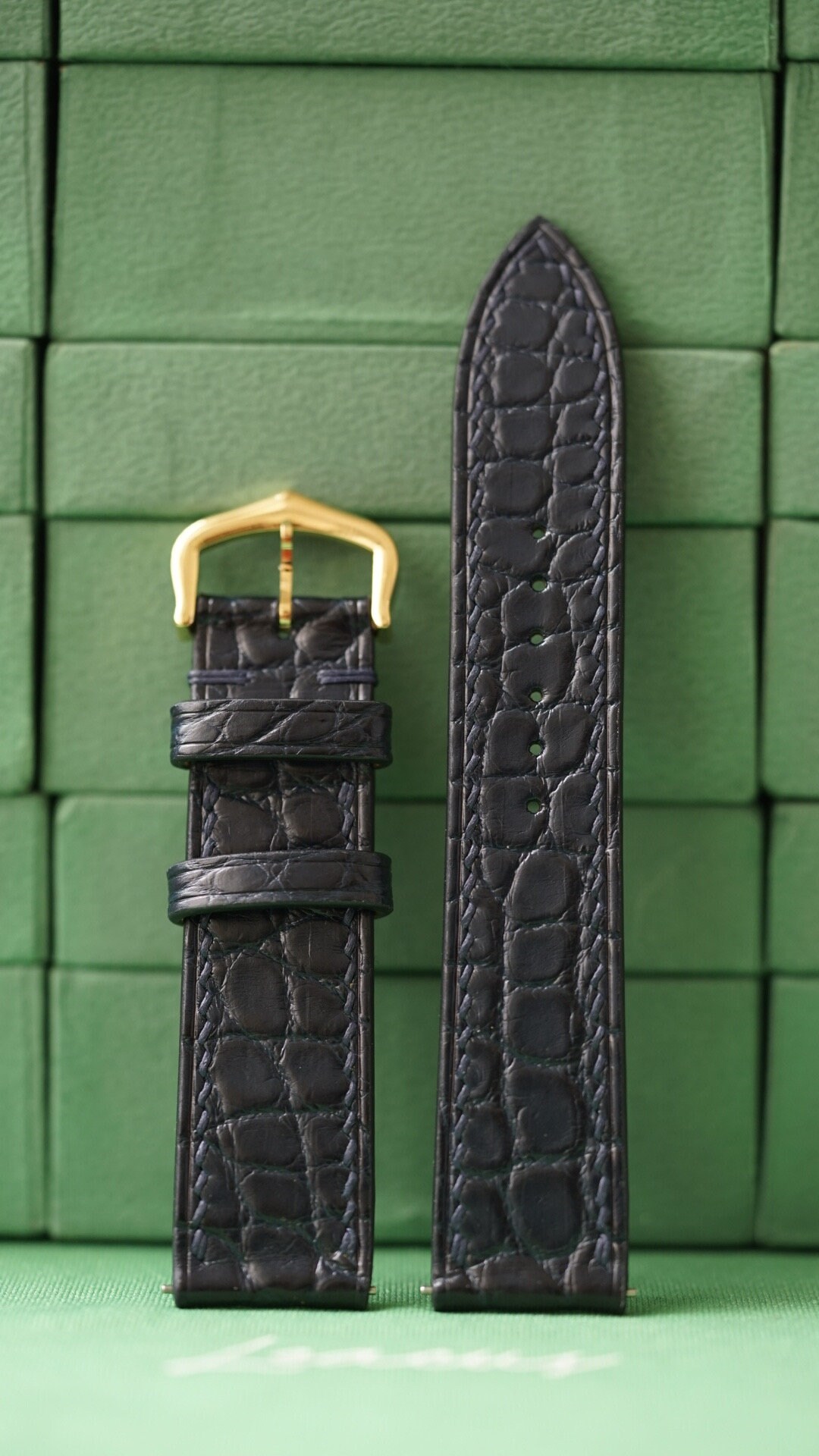 Bracelet de montre en cuir d'alligator bleu marine 24 mm 23 mm 22 mm 21 ...