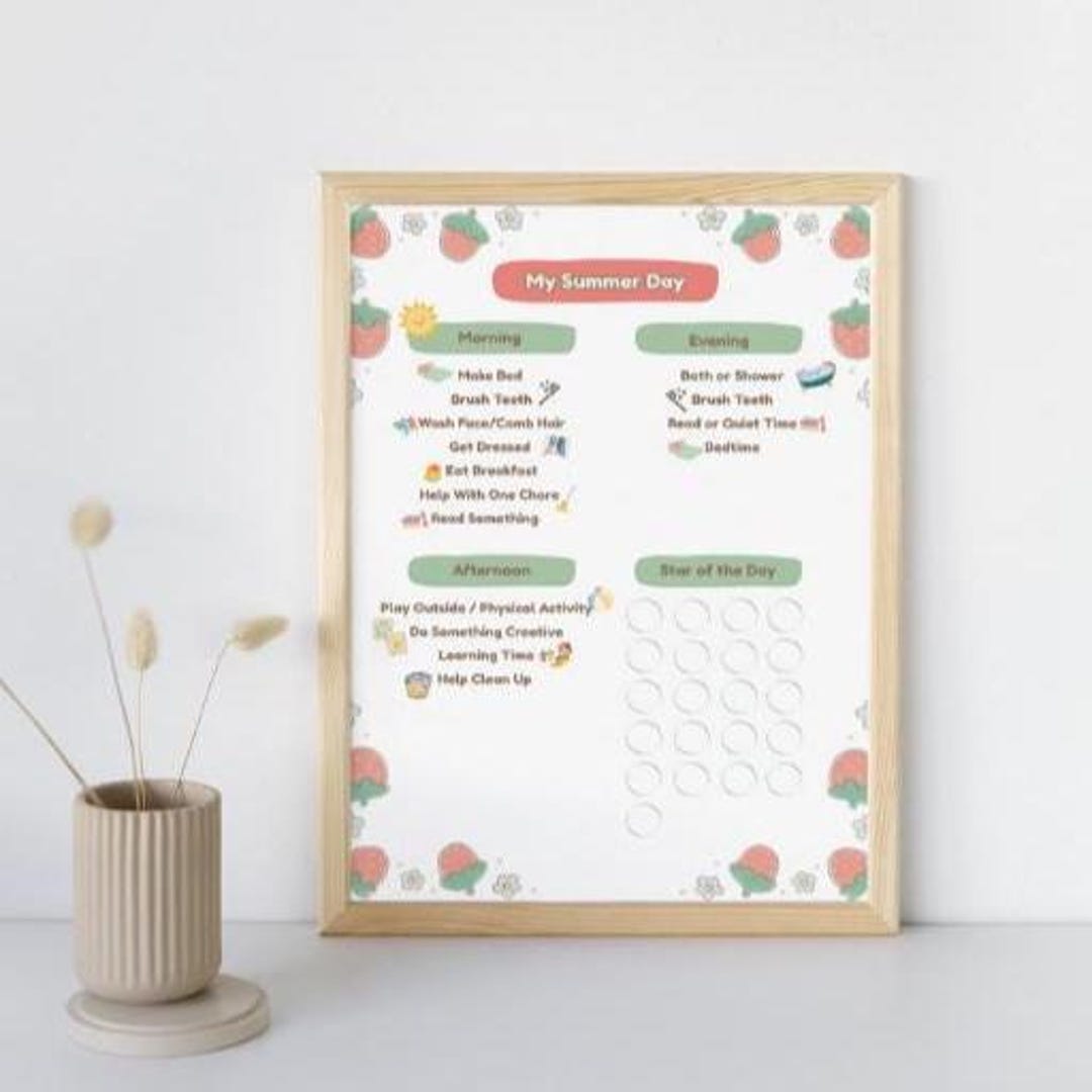 Summer Routine Chart for Kids - Printable Morning, Afternoon, and ...