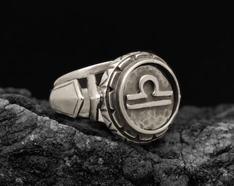 Libra Signet Ring | Etsy