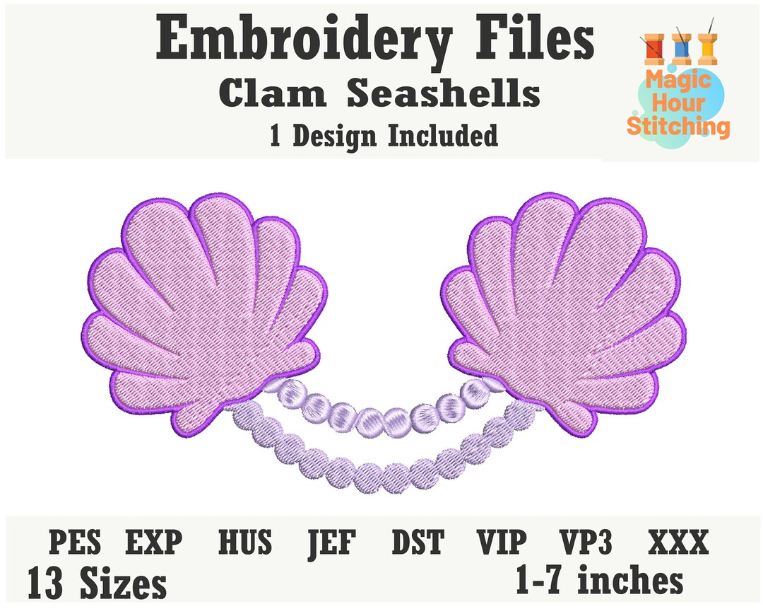 Clam Sea Shell Machine Embroidery Design,sea Shell Filled Stitch ...