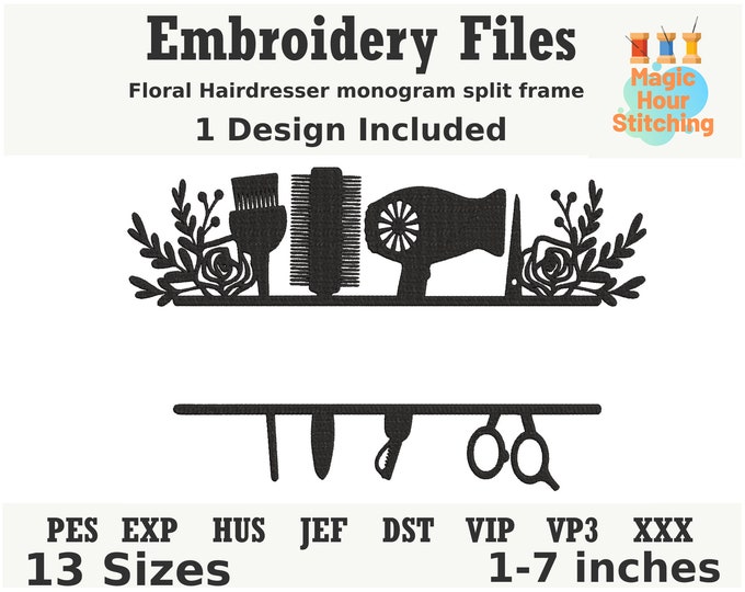 Hair stylist embroidery design - Etsy