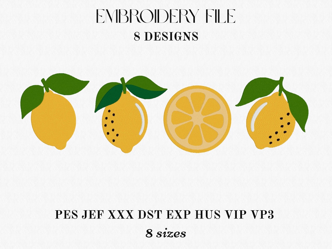 Lemon Embroidery Design Bundle, Lemon Slice Embroidery File,mini Lemon ...