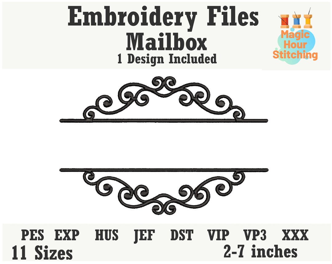 Mailbox Monogram Split Frame Machine Embroidery Designmailbox - Etsy