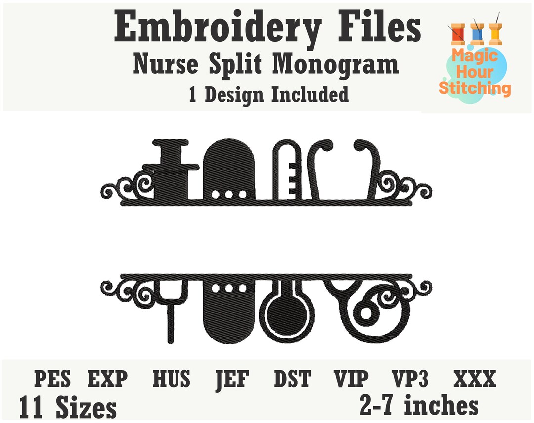 Nurse Split Monogram Frame Embroidery File,nurse Stethoscope Embroidery ...