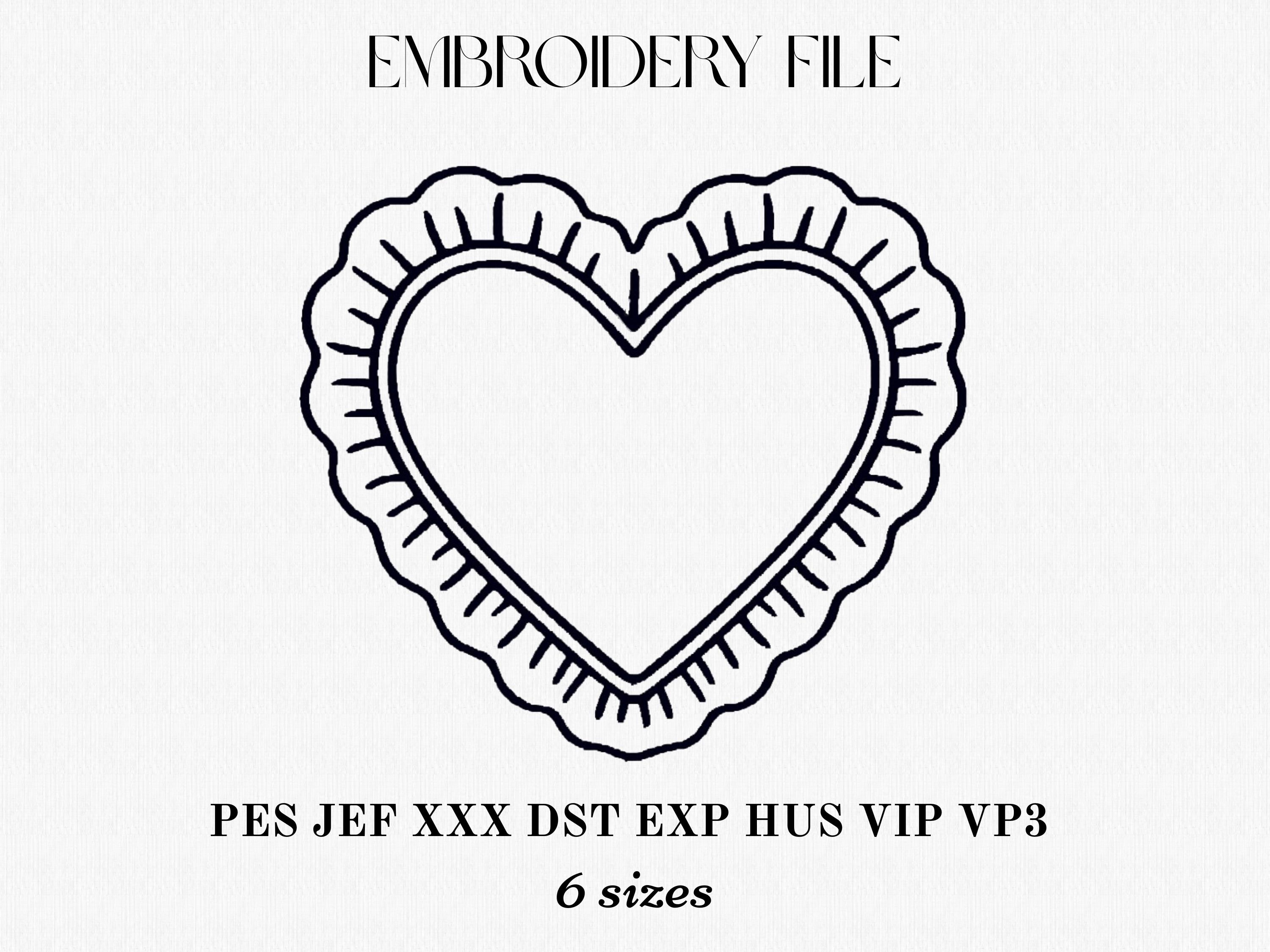 Valentines Day Ruffled Heart Frame Machine Embroidery Design,romantic ...