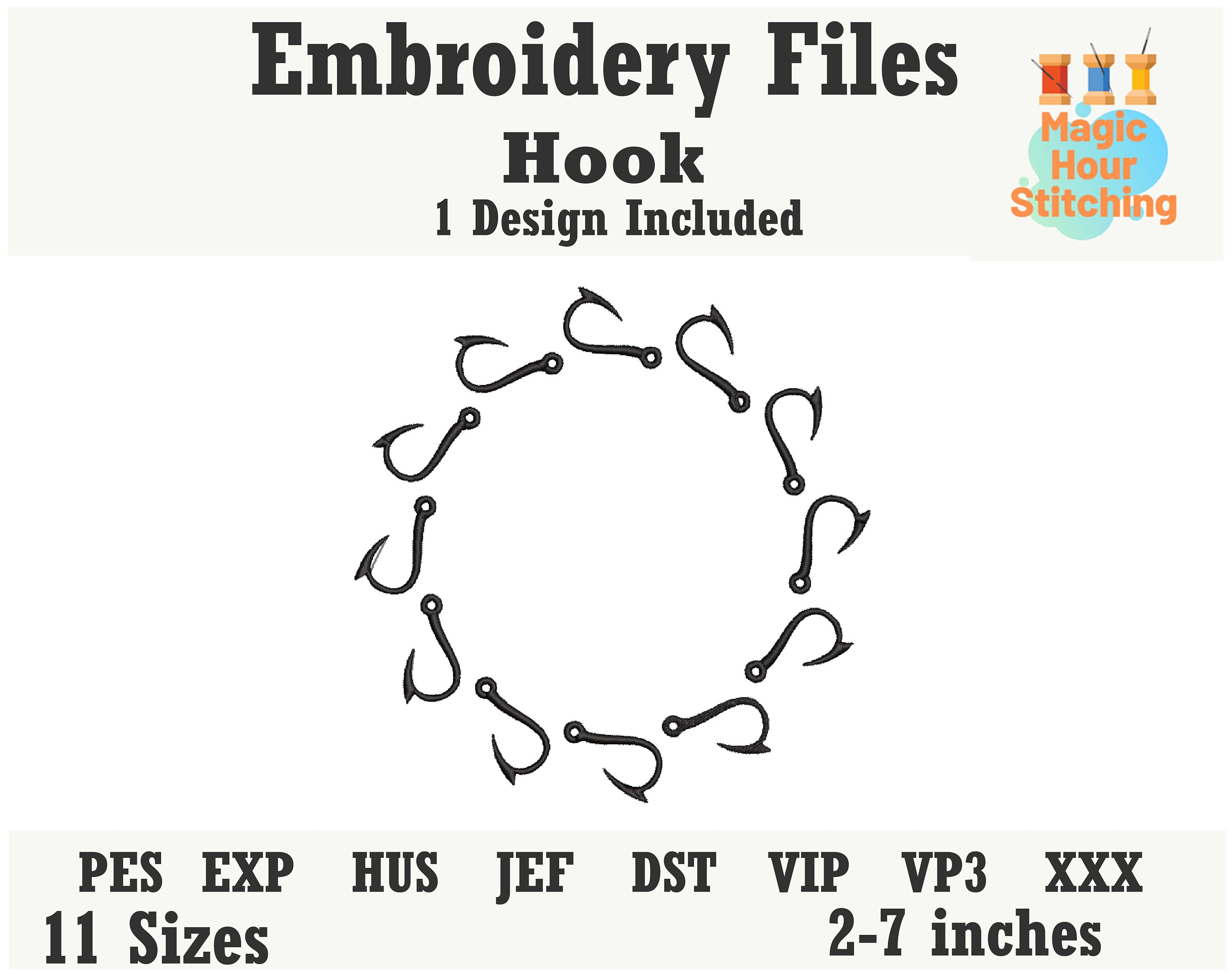 Fishing Hook Circle Machine Embroidery Designfish Hook | Etsy