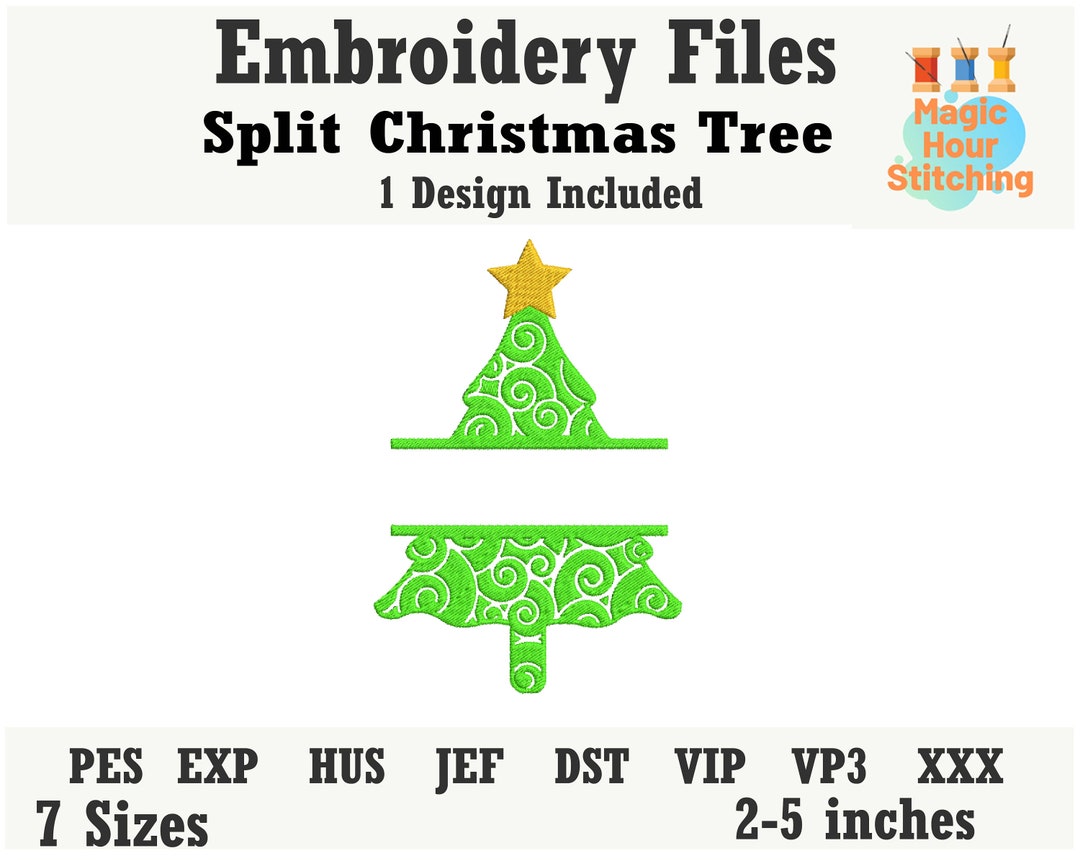 Christmas Tree Split Monogram Frame Machine Embroidery File,christmas ...