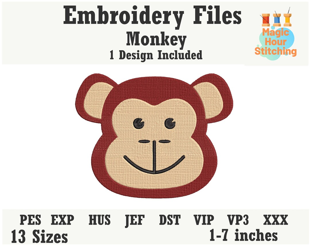 Baby Monkey Face Machine Embroidery Design,monkey Embroidery Files,baby ...