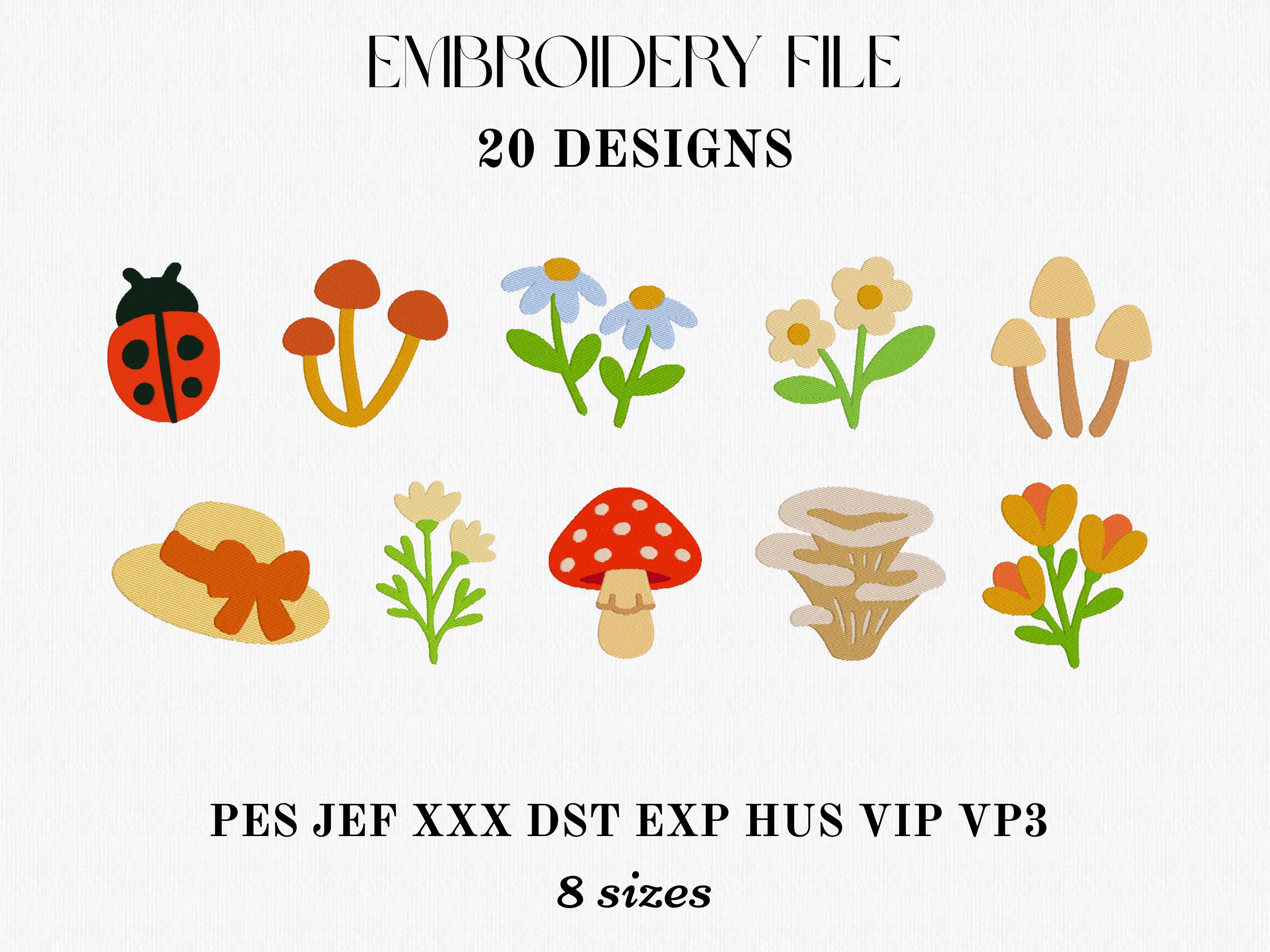 Mini Mushrooms Machine Embroidery Design Bundle,cottagecore Mushroom ...