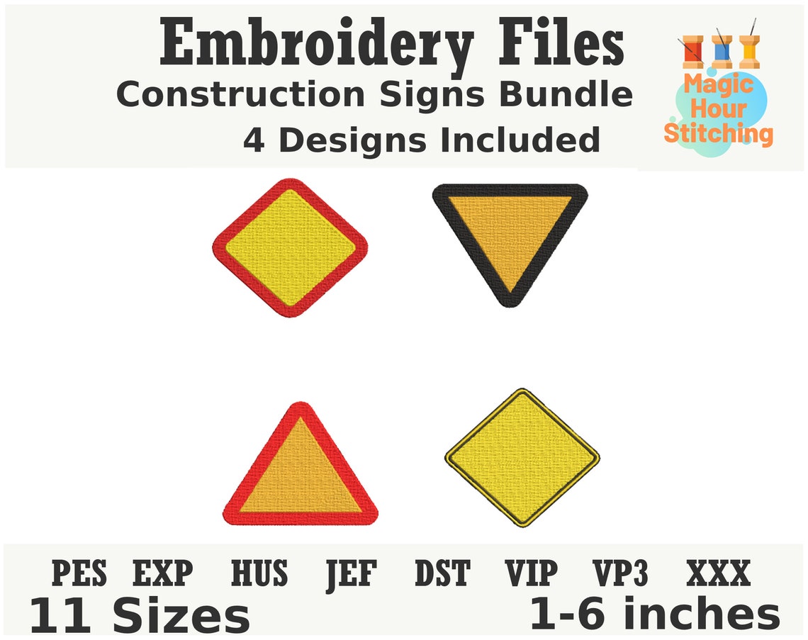 Construction Signs Embroidery Files - Etsy