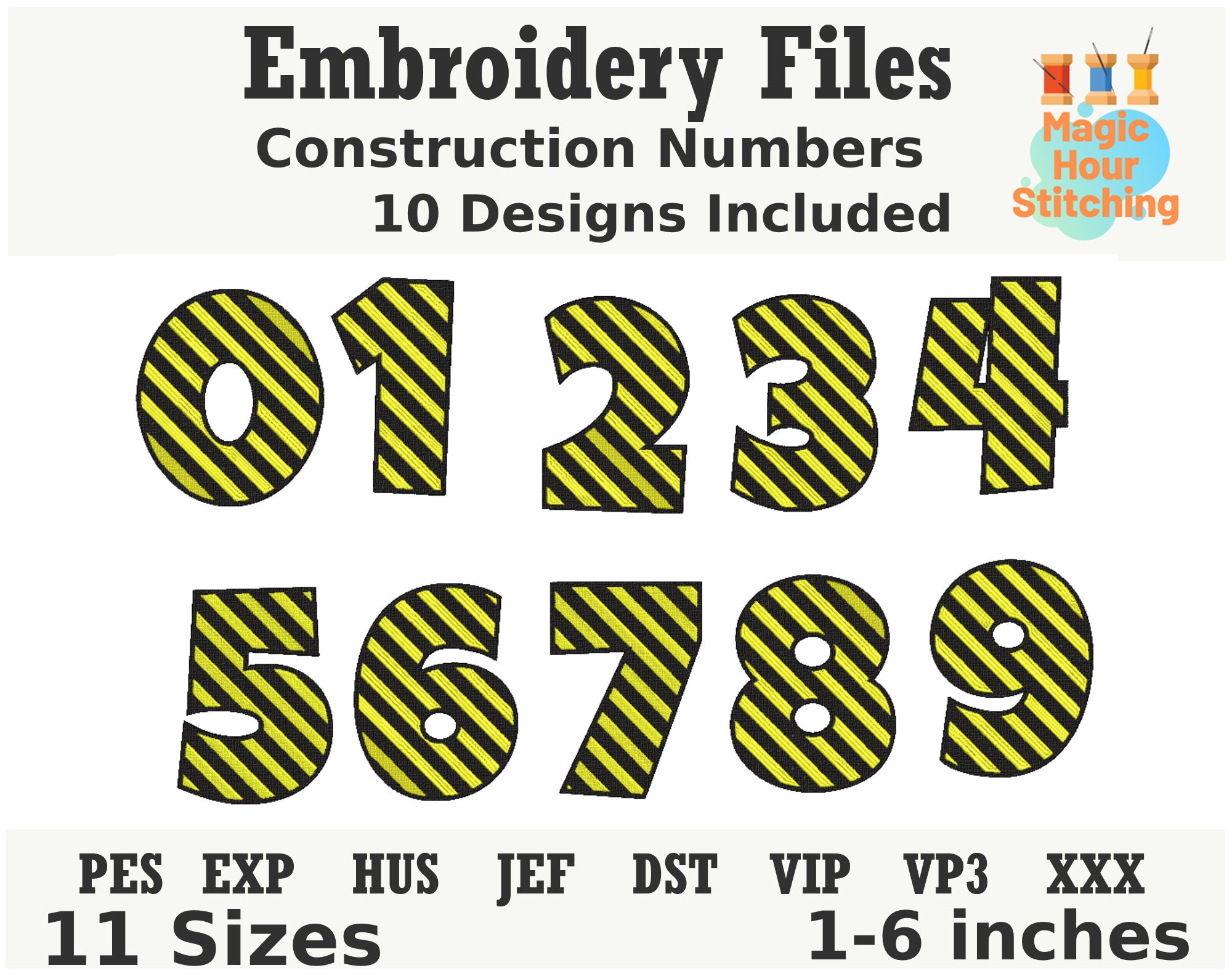 Construction Numbers Bundle Embroidery Files - Etsy