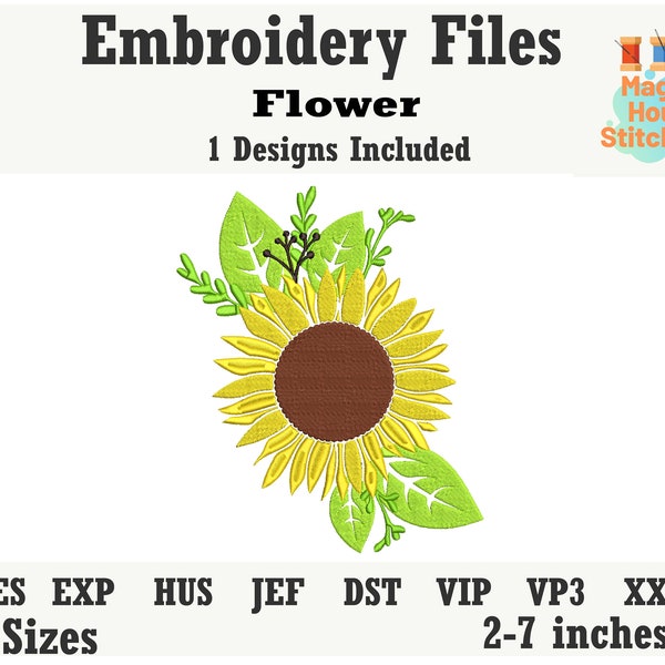 Sunflower Embroidery - Etsy