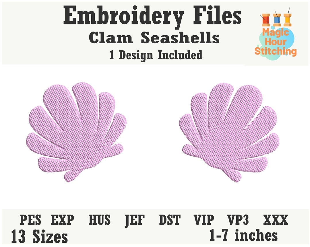 Clam Sea Shell Machine Embroidery Design,sea Shell Filled Stitch ...