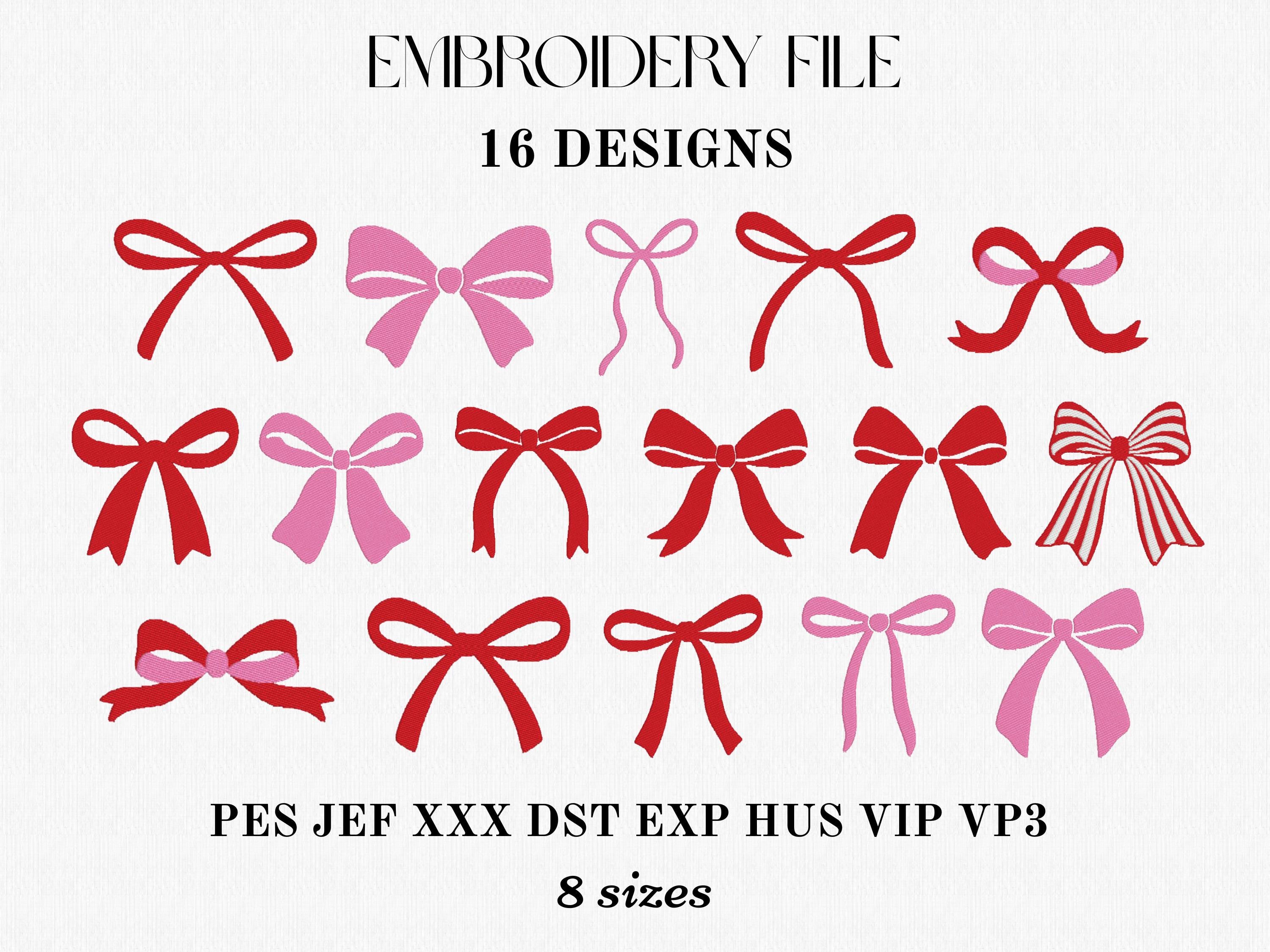 Coquette Bow Machine Embroidery Design Bundle,mini Ribbon Bow Tie ...