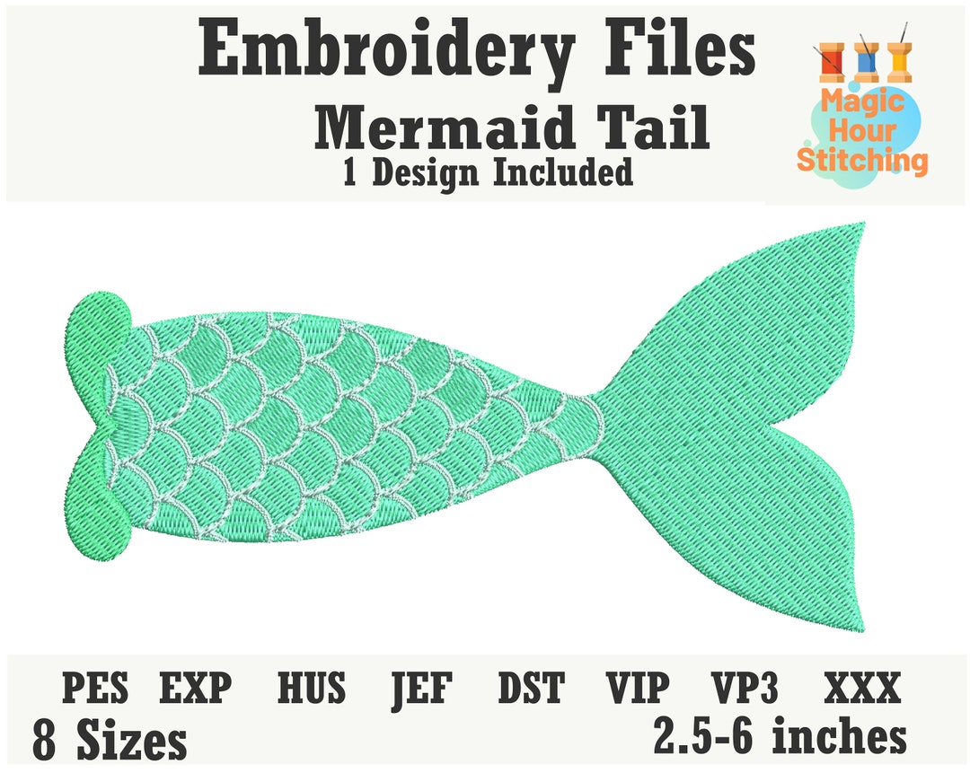 Mermaid Tail Machine Embroidery Design,walleye Embroidery Design,filled ...