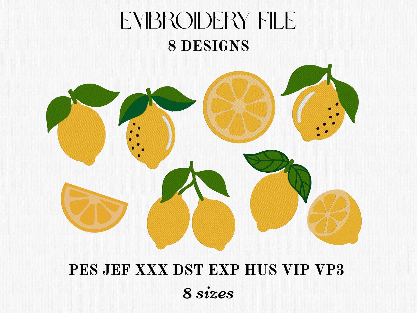 Lemon Embroidery Design Bundle, Lemon Slice Embroidery File,mini Lemon ...