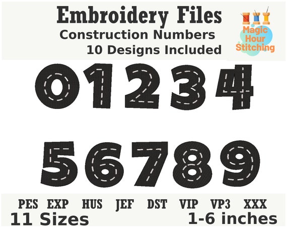 Construction Numbers Embroidery Files | Etsy